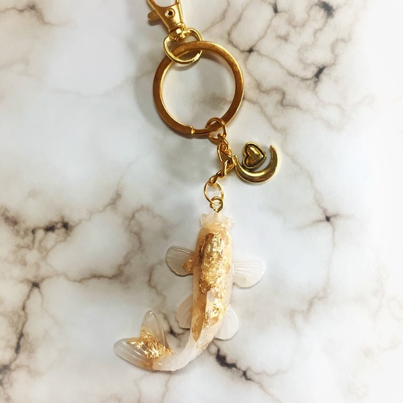Hand Crafted | Accessories | Gold And White Koi Fish Key Ring | Poshmark